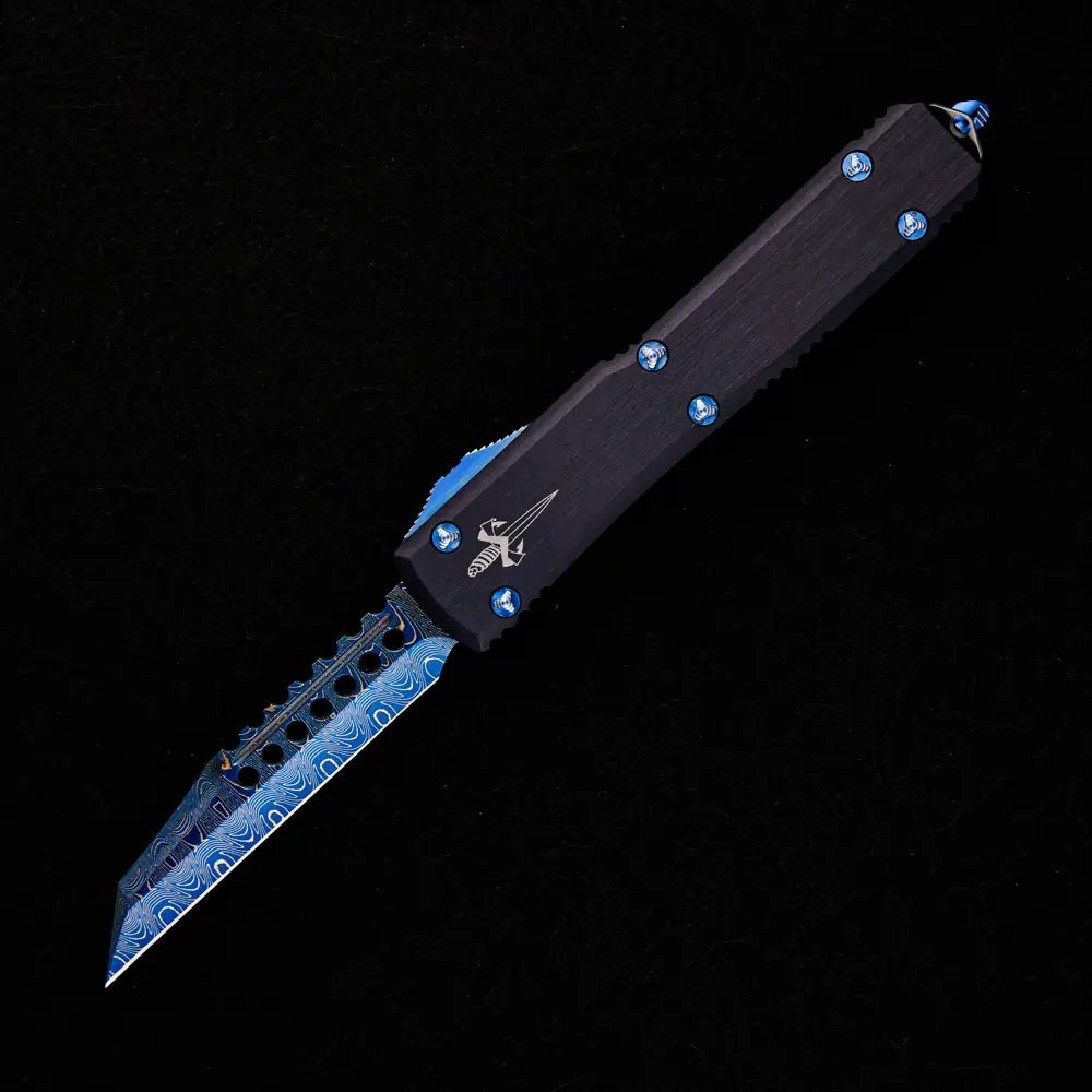MARFIONE CUSTOM KNIVES ULTRATECH WARHOUND VEGAS FORGE BLUED SPIROGRAPH