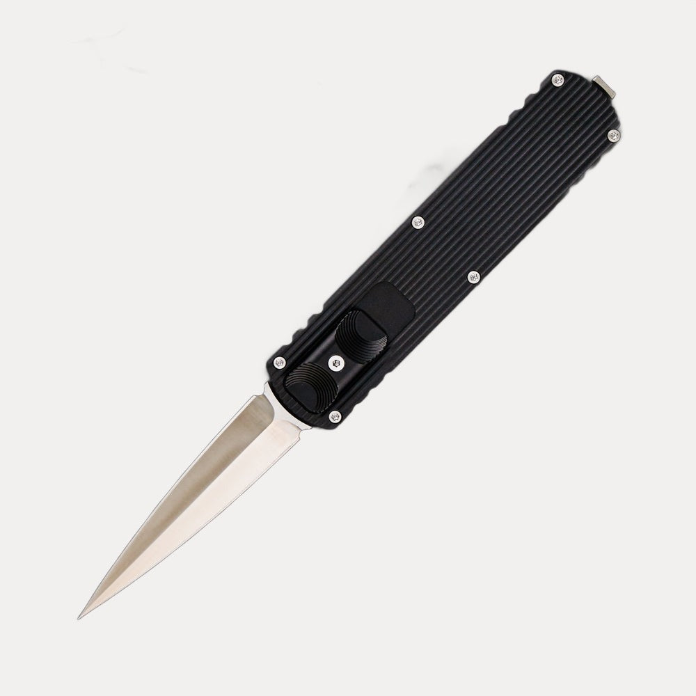 D Rocket Design Zulu – Black Aluminum Handle – Satin Dagger M390 Blade